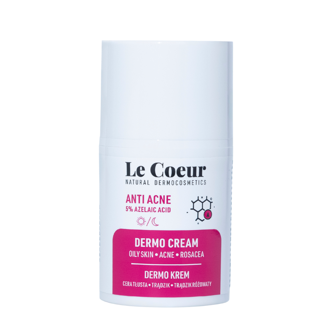 Anti acne dermo krem do twarzy z 5% kwasem azelainowym - Le Coeur {le ...